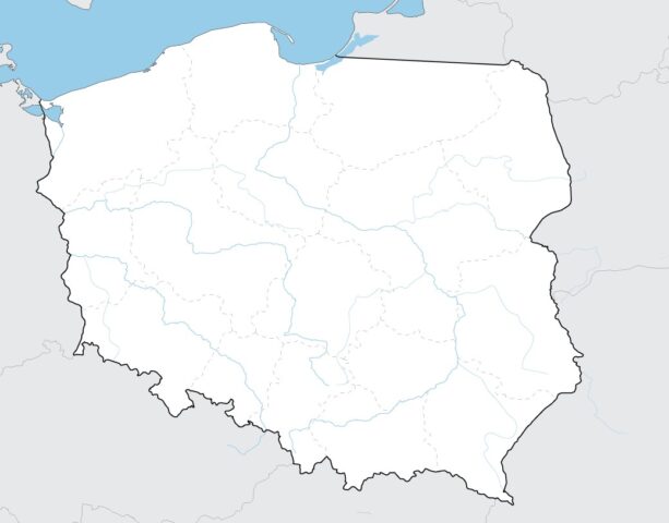 Mapa Polski - 65 x 50 cm - mapa administracyjna z 10 najdłuższymi ...